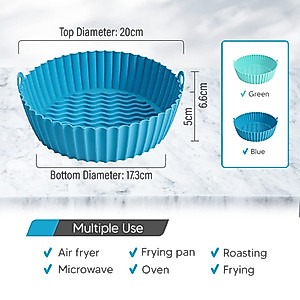 Best 2-Pack Silicone Air Fryer Liner 7.5 inch diameter Reusable Silicone Basket tray pan Heat Resistant Easy Cleaning Air fryers Silicone Pot Round for 3 to 5 Qt Airfryer Oven Accessories (Pink&Red)