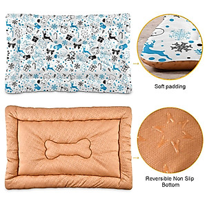 Coikll Cute Animals Christmas Pet Bed Pad Soft Dog Bed Mat with Anti-Slip Bottom, Machine Washable Crate Pad Mattress for Dog Sleeping- 24 * 18inches