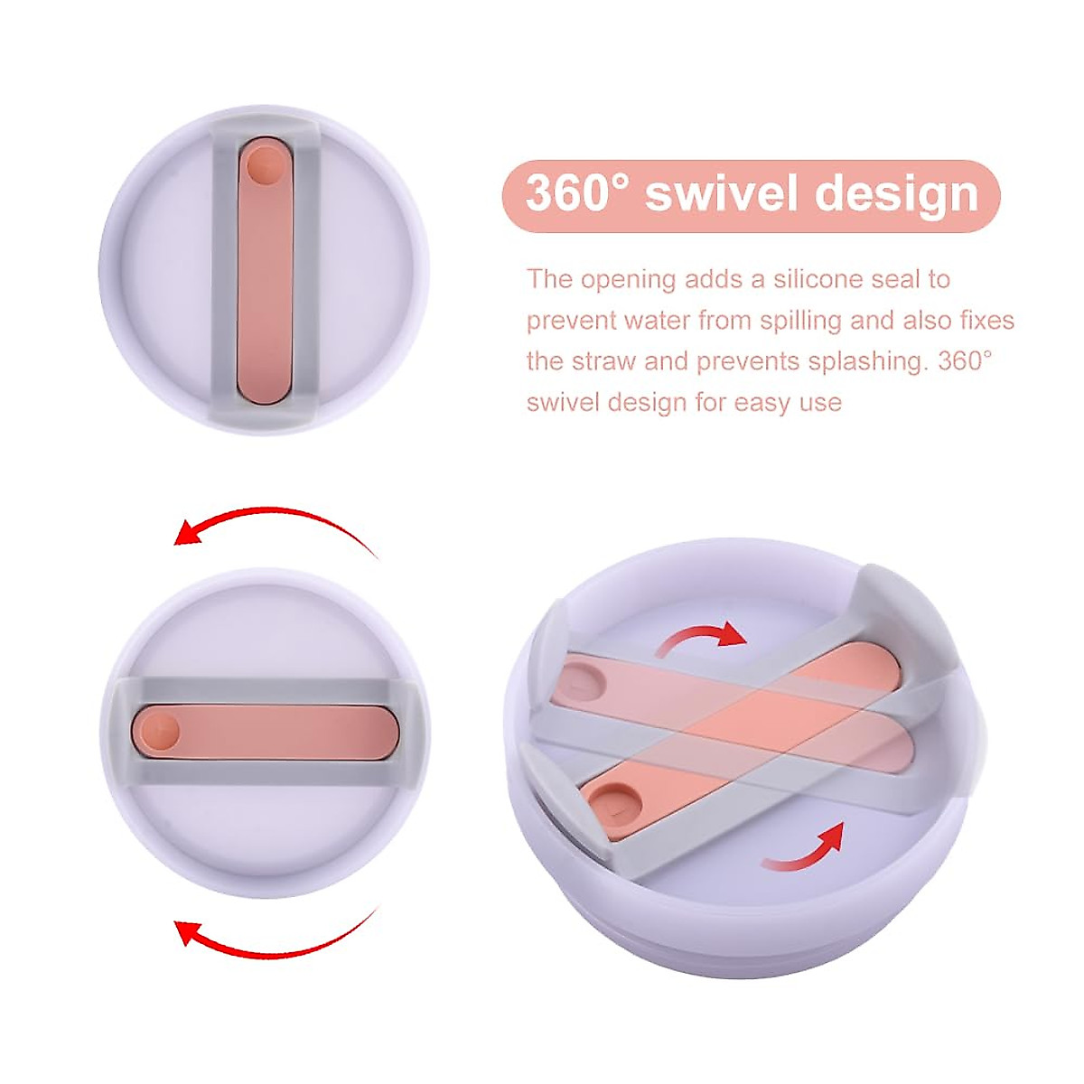 2 Pack Tumbler Lids for Stanley Cup, 40oz Tumbler Cover Spill Proof, Replacement Lid for Stanley Cup Accessory, with 2 Replacement Straws and 2 Straw Cleaning Brushes