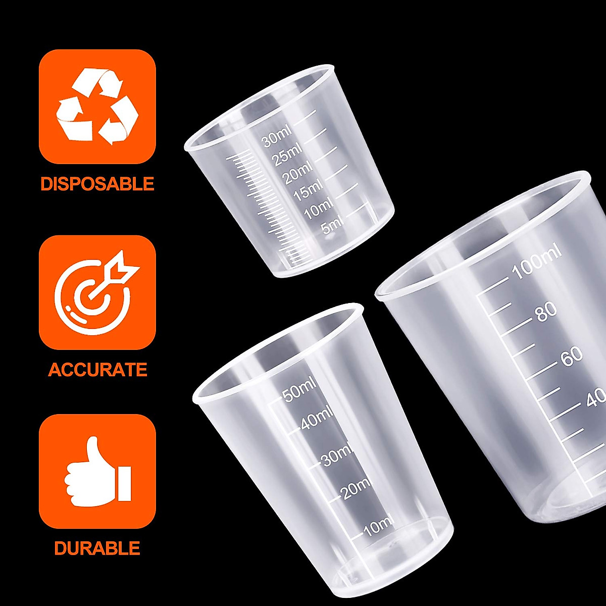 50 Pcs Plastic Measuring Cups, Resin Mixing Cups, Epoxy Mixing Cups, Paint Mixing Cups, 30ml 50ml 100ml