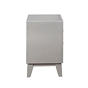 Coaster Furniture Leighton Modern Glam 2 Drawer Nightstand Bedroom Bedside Table Storage Drawers Mirrored Frame Metallic Mercury Silver 204922
