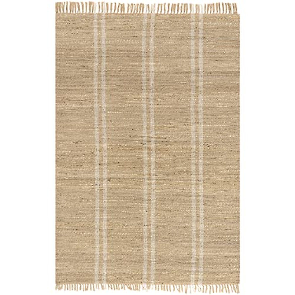 nuLOOM Vicky Striped Jute Blend Tasseled Area Rug, 5' x 8', Natural