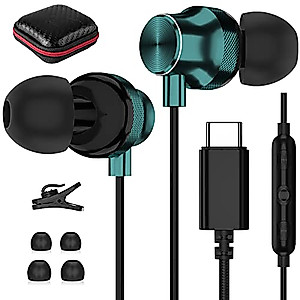 USB C Headphone, TITACUTE Wired Earbuds for Samsung S23 Ultra S22 S21 S20 A53 A54 Galaxy Z Flip 5 Fold 4 in-Ear Noise Canceling Type C Earphone with Mic for iPad 10 Pro Pixel 7 6 6a 7a OnePlus 9 Green