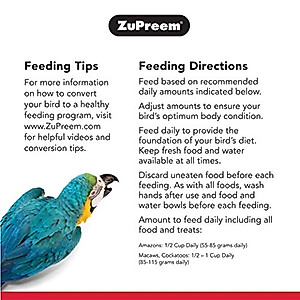 ZuPreem PastaBlend Bird Smart Pellets Food for Large Birds, 3 lb Bag - Made in The USA, Daily Nutrition, Essential Vitamins, Minerals, for Amazons, Macaws, Cockatoos
