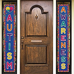 Nepnuser Autism Awareness Porch Banner Love Puzzle Piece April Front Door Hanging Sign Home Indoor Outdoor Decoration
