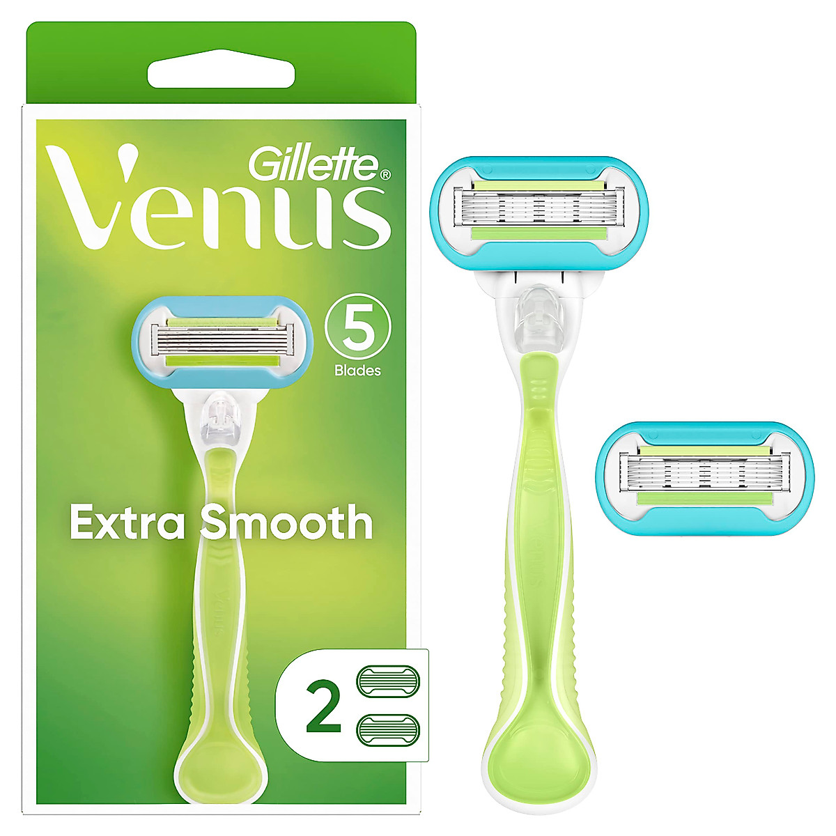 Gillette Venus Extra Smooth Razors for Women, 1 Venus Razor, 2 Razor Blade Refills, Designed for a Close, Smooth Shave