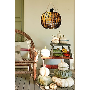 LERJIMUX Fall Sign Thanksgiving Door Hanger Pumpkin Spice And Everything Nice Sign Wooden Pumpkin Decor Hanging Porch Sign for Autumn Harvest Thanksgiving Farmhouse Wall Decoration