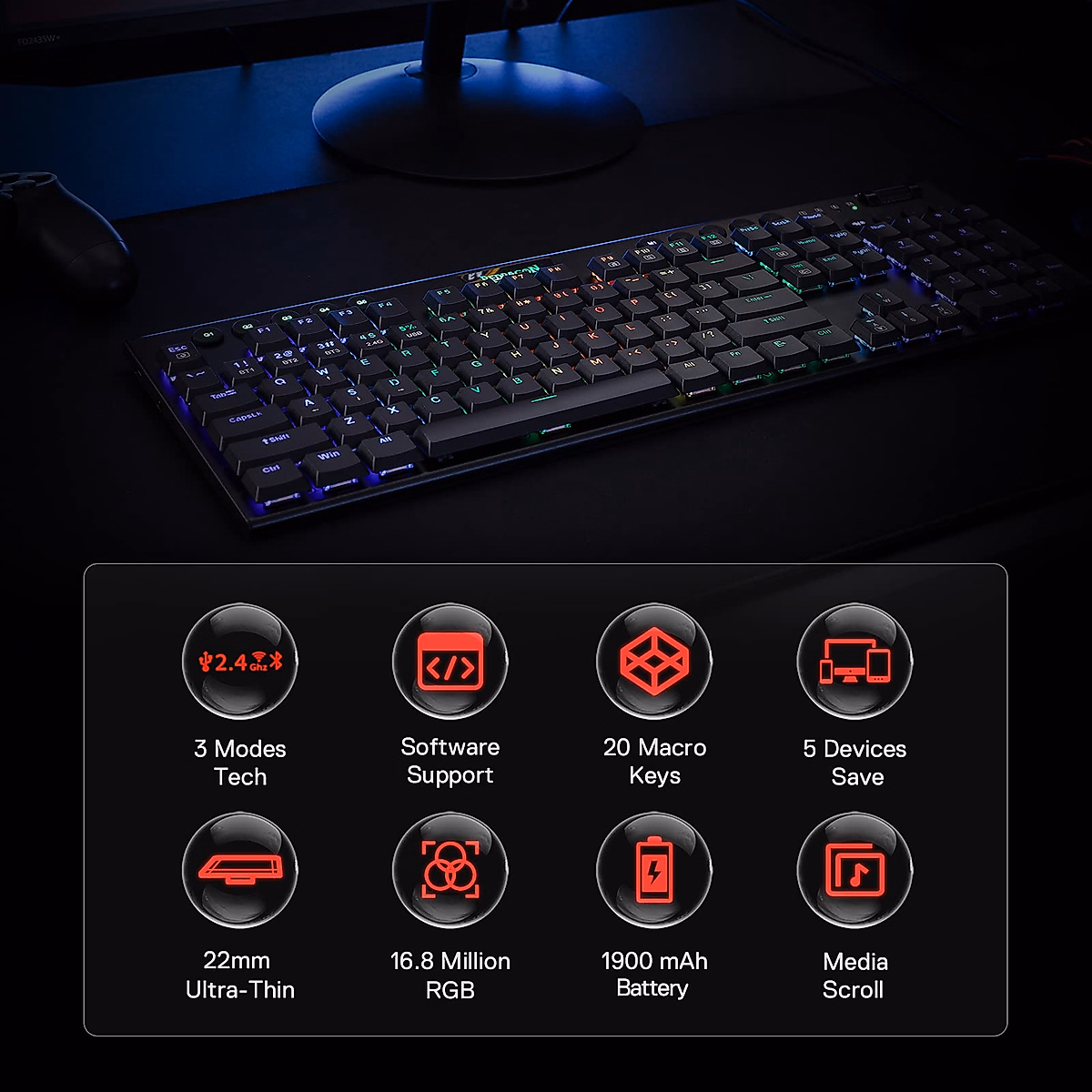 Redragon K618 Gaming Keyboard & M810 PRO Mouse Bundle