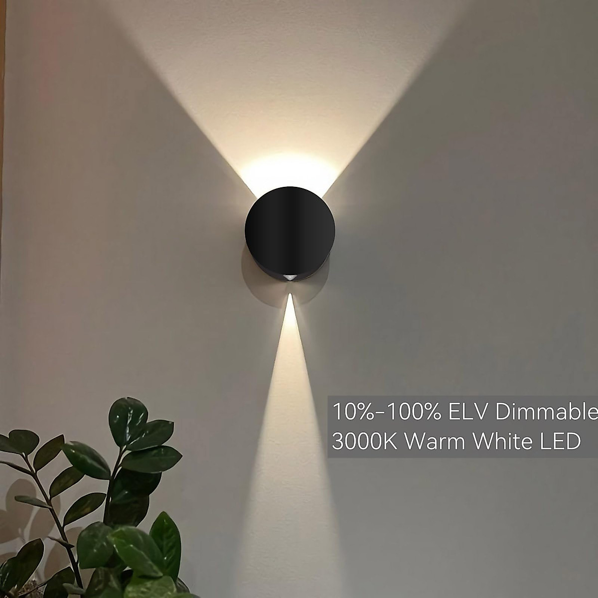 Tubicen Black LED Wall Sconce, Wide/Narrow Beam-Adjustable Sconces Wall Lighting, Indoor LED Dimmable Up and Down Wall Lights for Living Room Bedroom Movie Theater Stairway, 6W, 3000K