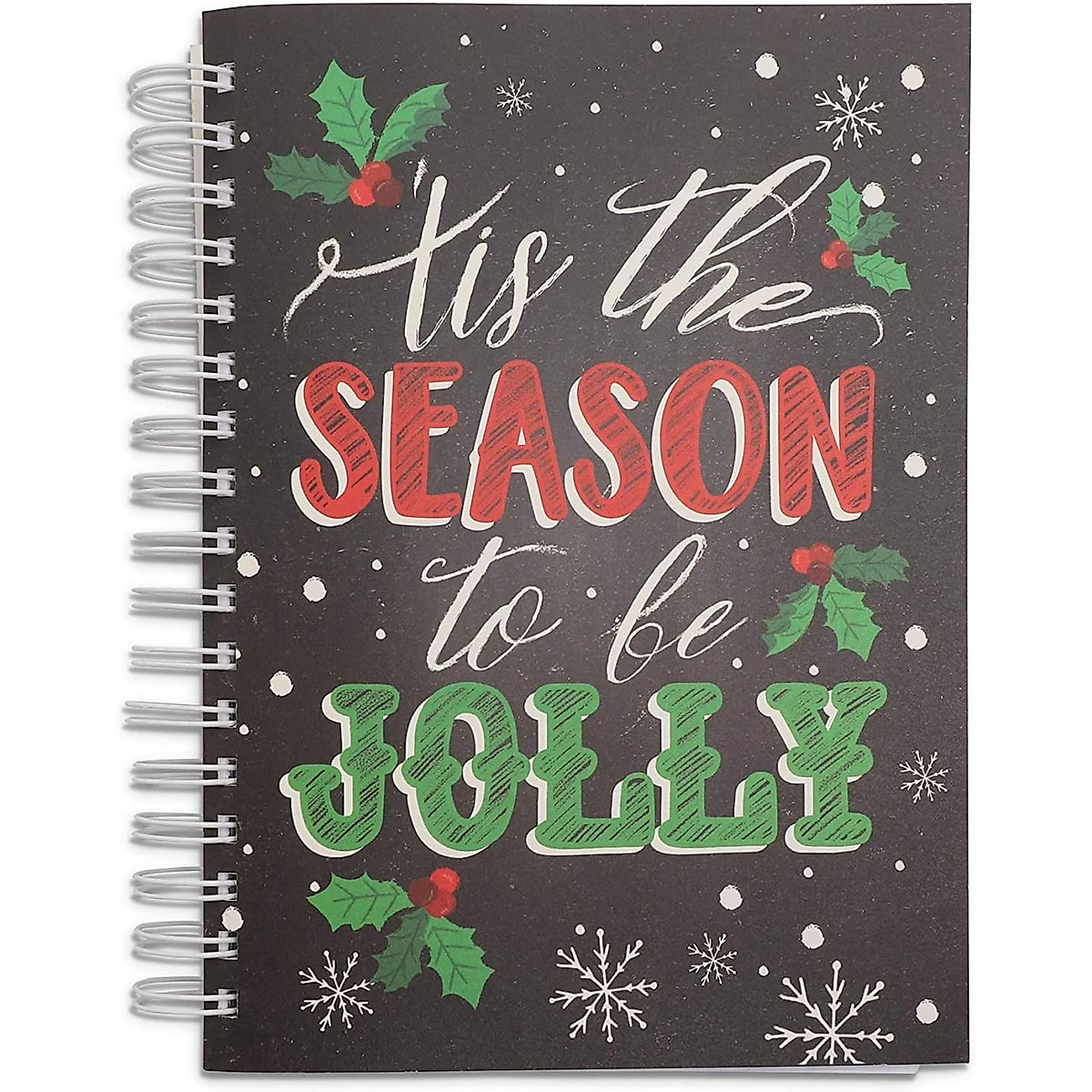 Sustainable Greetings A-Z Spiral Christmas Card Address Book with Alphabetical Tabs, Office Supplies, Address Book and Tracker, The Season to Be Jolly (6.5 x 9 in, 208 Sheets)