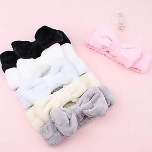 Exacoo Spa Headband, 6 PCS Bow Hair Band for Women Facial Makeup Head Band Knot Turban for Girls Head Wraps for Wash Spa Yoga Sports Shower (Pack of 6)