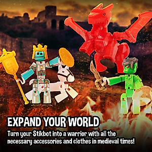 Zing StikBot Theme Pack Medieval Pack - Collectible Action Figures and Accessories, Stop Motion Animation, Ages 4 and Up (Pack A)