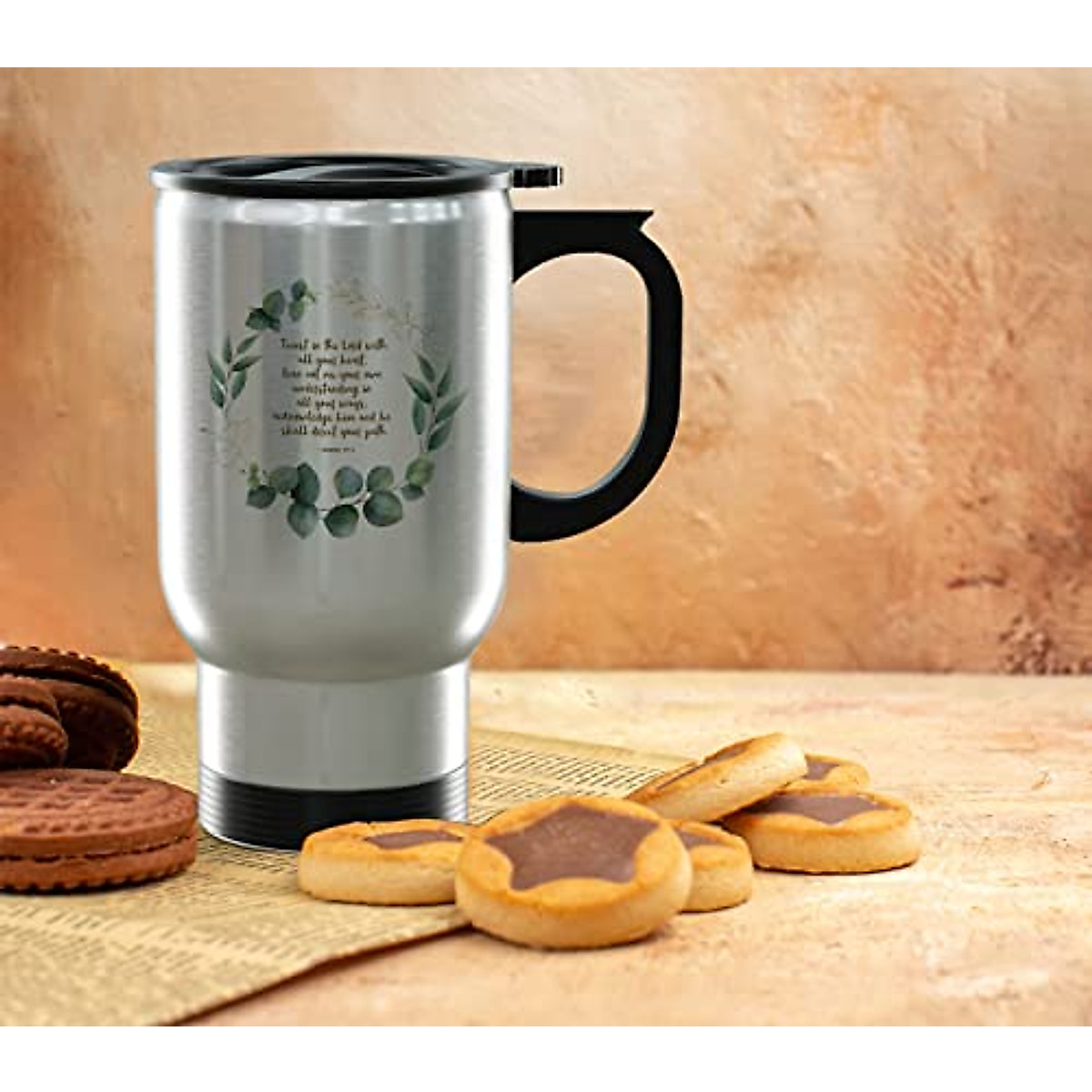 TJ Originals Proverbs 3:5 Trust in the Lord with All Your Heart Gifts for Her - Bible Verse Graduation Drinkware- 14oz Travel Mug Steel - Best Christian Office BFF Gifts for Women Friends