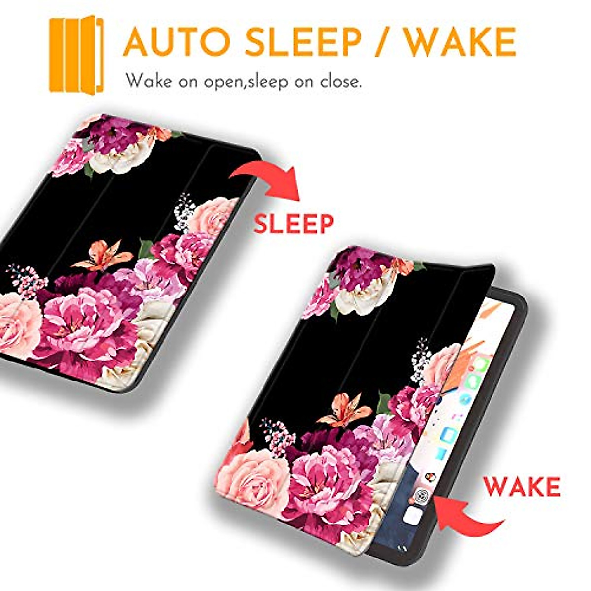 Hepix iPad Air 5th Generation 2022 Pink Purple Flower iPad 10.9 inch Air 4th Generation Case with Pencil Holder 2020, Floral iPad Air 5 Cover for Women, Auto Sleep Wake for A2072 A2316 A2324 A2325