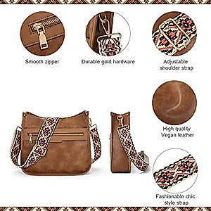 Crossbody Bags for Women Shoulder Hobo Handbags Leopard Guitar Strap Ahdorned Crossbody Bags Neoprene Strap Purse Large