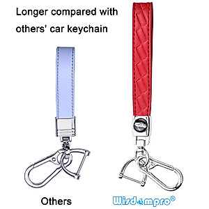 Wisdompro Microfiber Leather Car Keychain, Universal Key Fob Keychain Leather Key Chain Holder with 3 Keyrings and 1 Screwdriver for Men and Women - Red