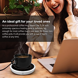 Electric Coffee Cup Warmer for Desk, Smart Coffee Mug Heater Warmer for Home Office, Warming Plate for Tea, Milk & Candle (No Cup, White) – ENIGMA