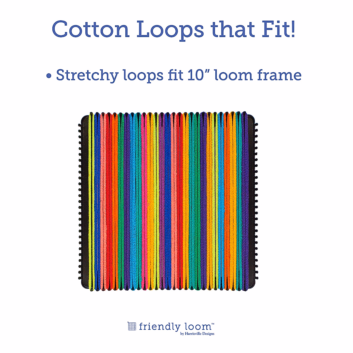 Harrisville Designs Friendly Loom Potholder Cotton Loops 10 Inch Pro Size Loops Make 2 Potholders, Weaving Crafts for Kids and Adults-Multi