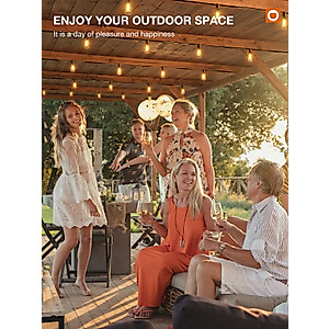 addlon 48FT Smart Outdoor String Lights, Dimmable Patio Lights with 15 Waterproof LED Edison Bulbs, String Lights for Outside Work with APP Control, Music Sync Outdoor Lights for Bistro Backyard Party