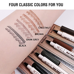 Music Flower Eyebrow Pencil, Liquid Eyebrow Pen, Waterproof Brow Pen with Micro-Fork Tip, Smudgeproof Long Lasting Fine Sketch Microblading Pen, Chestnut