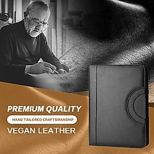 UBAFNOM Padfolio Portfolio Binder – Vegan Leather Business Portfolio Organizer with Calculator – Zippered Portfolio Padfolio for Women & Men