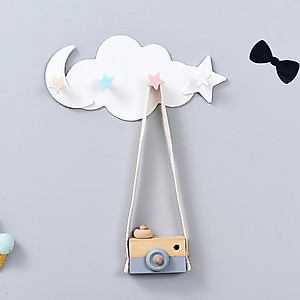 Unomor 2pcs Star Moon Hook Entryway Organizer Cute Wall Hooks Coat Hanger Wall Mount Coat Hooks Bathroom Hooks Towels Small Sticky Hooks Towel Rack White The Clouds Nightgown Plastic