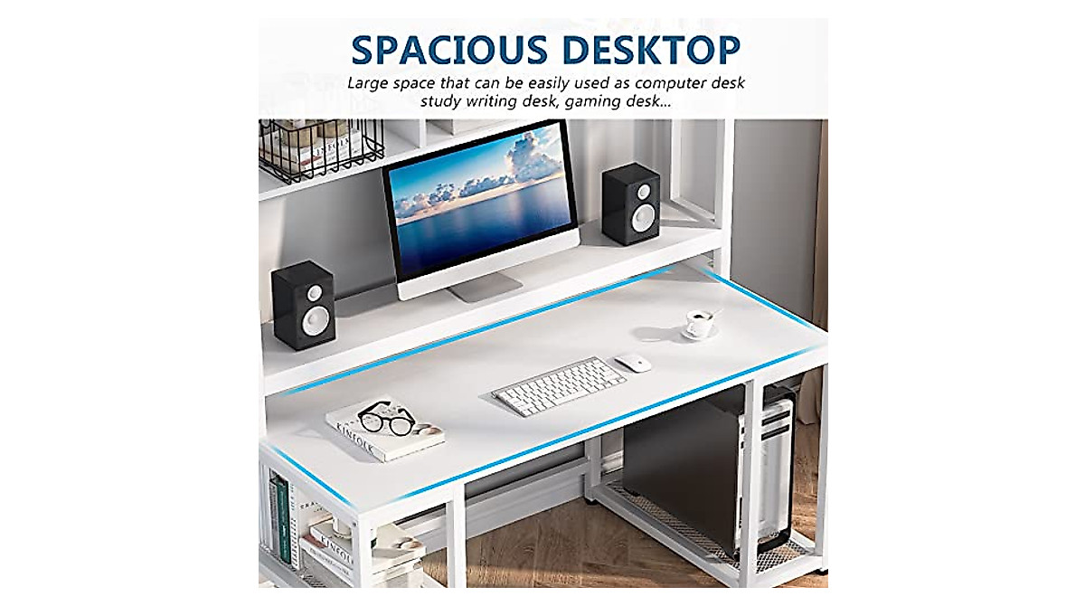 Tribesigns 55 Inch Computer Desk with Hutch & Storage
