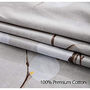 SLEEPBELLA Duvet Cover King, 600 Thread Count Cotton Grey Branch with Yellow Turquoise Polka Dot Pattern Green Reversible Comforter Cover(King, Grey Branches)