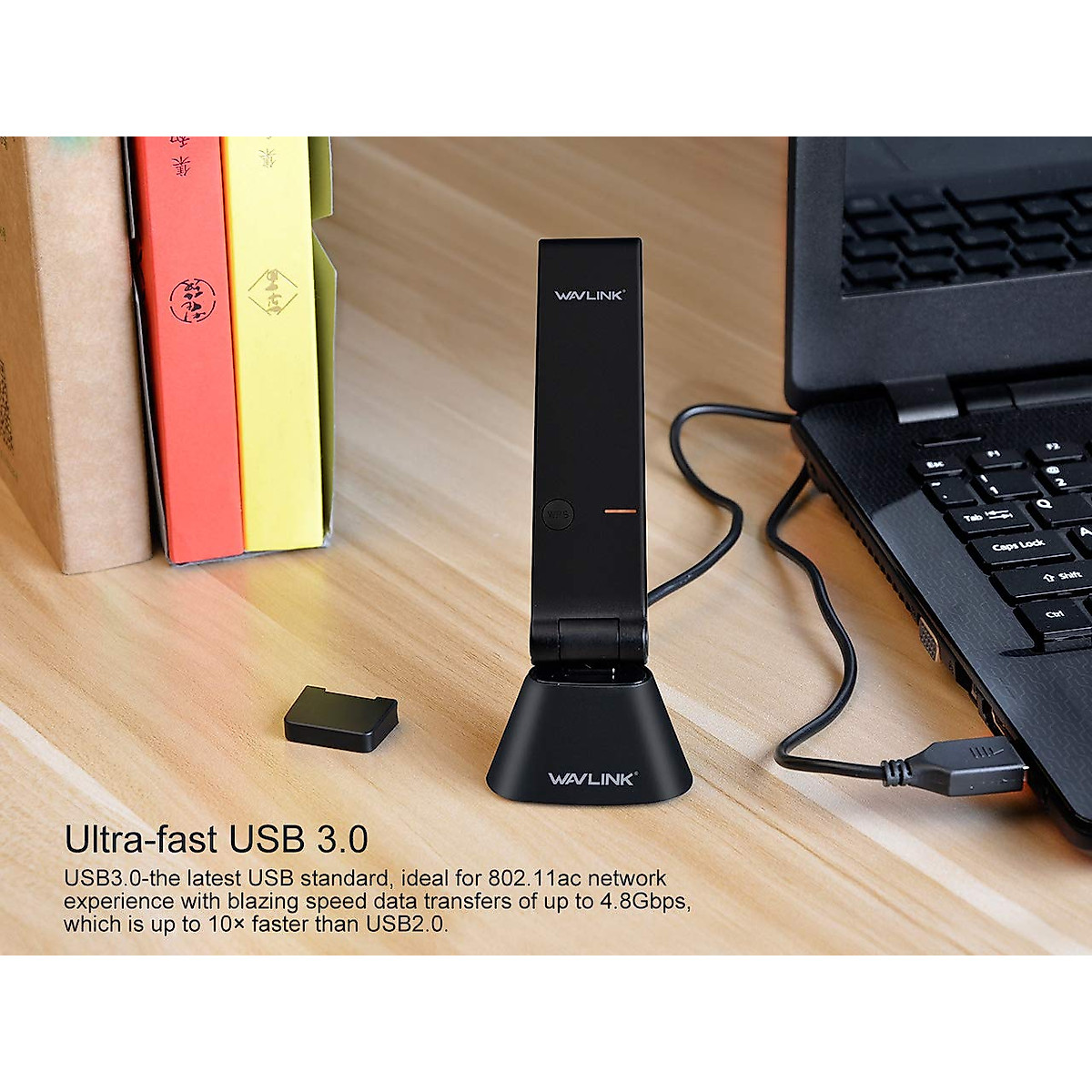 USB3.0 Wireless Adapter,Wavlink 1300Mbps Dual Band USB Wi-Fi Network Adapter with USB Extension Cradle, 802.11AC Network LAN Card 2.4G/400Mbps + 5G/867Mbps, WPS for PC Desktop Windows Mac OS X