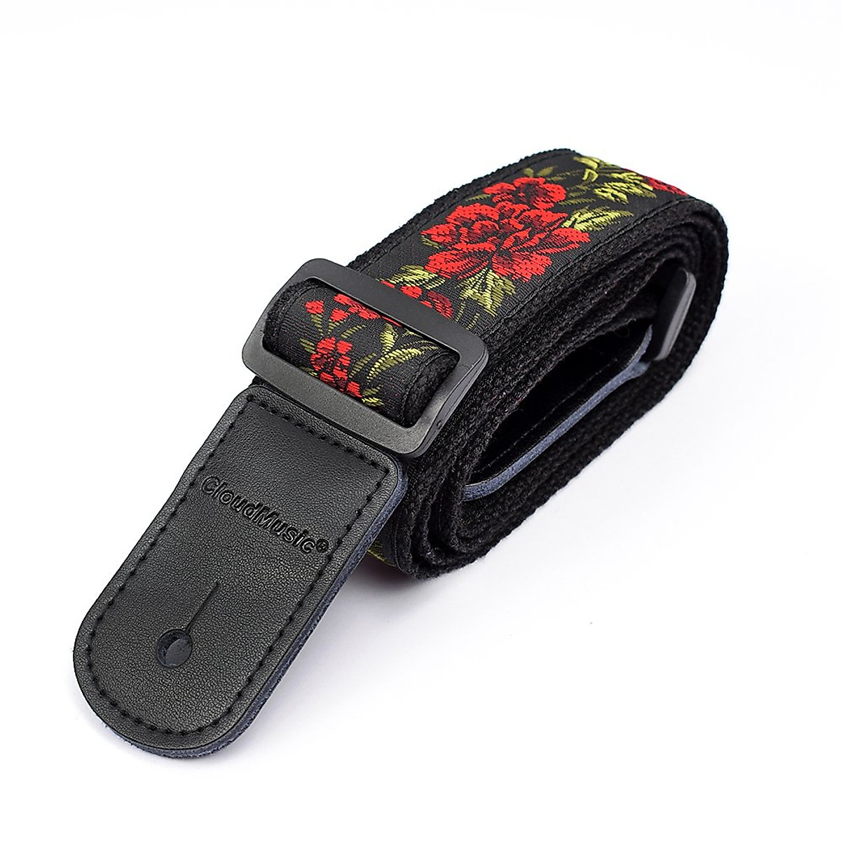 CLOUDMUSIC Tenor Concert Soprano Baritone Ukulele Strap Coloful Hawaii Floral Jacquard For Adult Size And Kids(Red Roses)