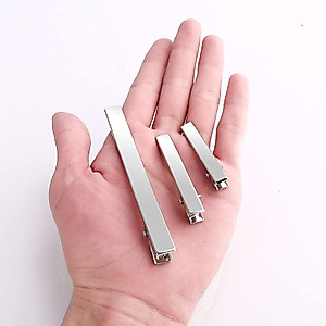 PHSZZ 70 Pcs Alligator Hair Clips, 3 Sizes Oversized Metal Silver Hair Bow Clips Single Prong Hairdressing Salon Hair Grip DIY Accessories Hairpins for Women Bows Making Crafts (3.9-2.2-1.8 inch)