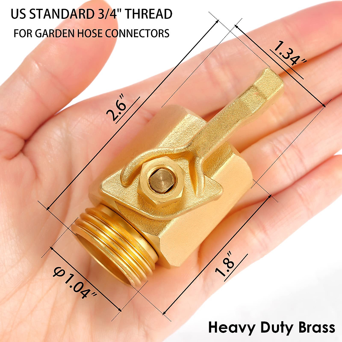 Sanpaint Super Heavy Duty 3/4" Brass Shut Off Valve Garden Hose Shut Off Valve Garden Hose Connector