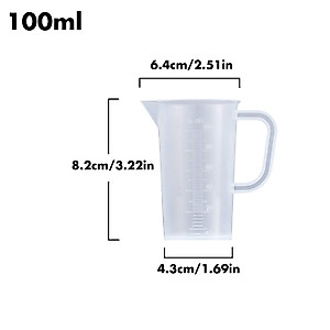 Young4us 3 Pack Tall Form Graduated Pitcher Set, 500ml 250ml 100ml Polypropylene PP Plastic Beakers, Graduated Scales, Balanced Handle, Spout
