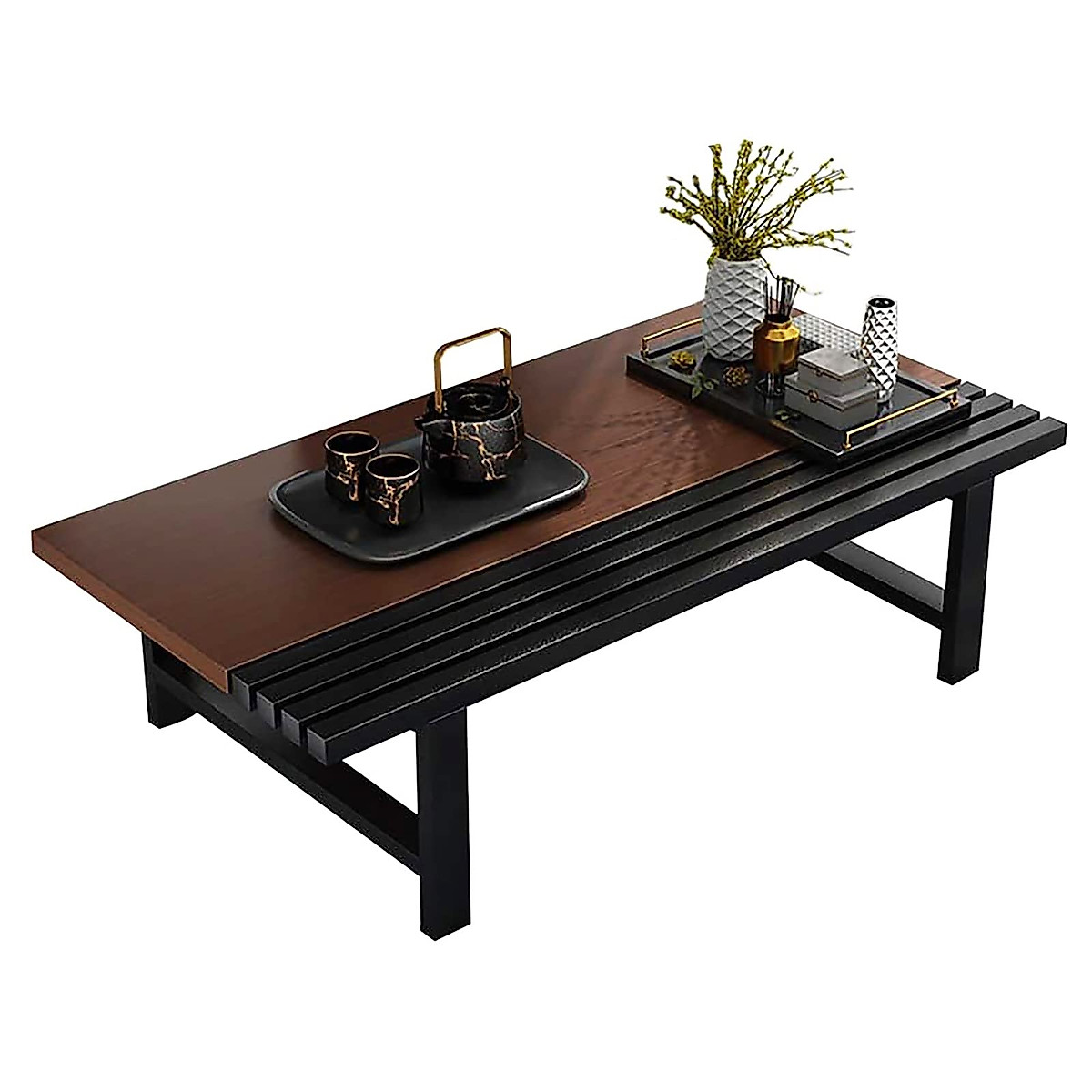 Japanese Floor Table,Wood Coffee Table Tea Table Low Table for Sitting On The Floor,Rustic Kotatsu Table Dining Table Tatami Table Floor Table(23.6x11.8x9.8inche, Brown)