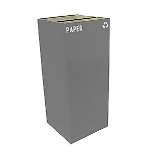 Witt Industries 36GC02-SL GeoCube Recycling Receptacle with Slot Opening, Steel, 36 gal, Slate
