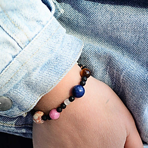 eMeition Miniverse Bracelet, Solar System Bracelet Men Women Natural Stone Planets Galaxy The Eight Planets Guardian Star Saturn Girls Boys Handmade Bracelets