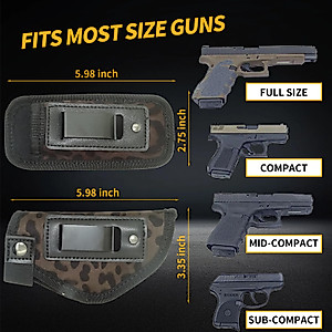 SAMTUIRUI Gun Holsters for Men Women, IWB/OWB 9mm Holsters for Concealed Carry, Universal Pistol Handguns Holster for Right Left Hand Draw, Fits Glock and Similar Handgun, Leopard Design