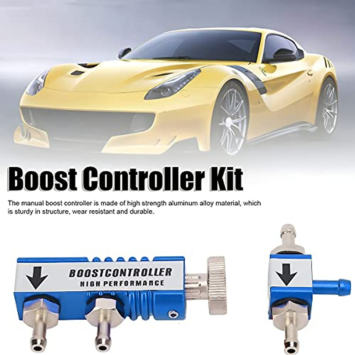 BELOMI Turbo Engine Controller Kit, Universal 1-30 PSI Manual Turbo Boost Controller, Aluminum Adjustable Boost Bleed Valve, Vehicle Interior Modification Accessories for Most Car (Blue)