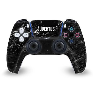 Head Case Designs Officially Licensed Juventus Football Club Black Marble Art Matte Vinyl Faceplate Sticker Gaming Skin Decal Cover Compatible With Sony PlayStation 5 PS5 DualSense Controller