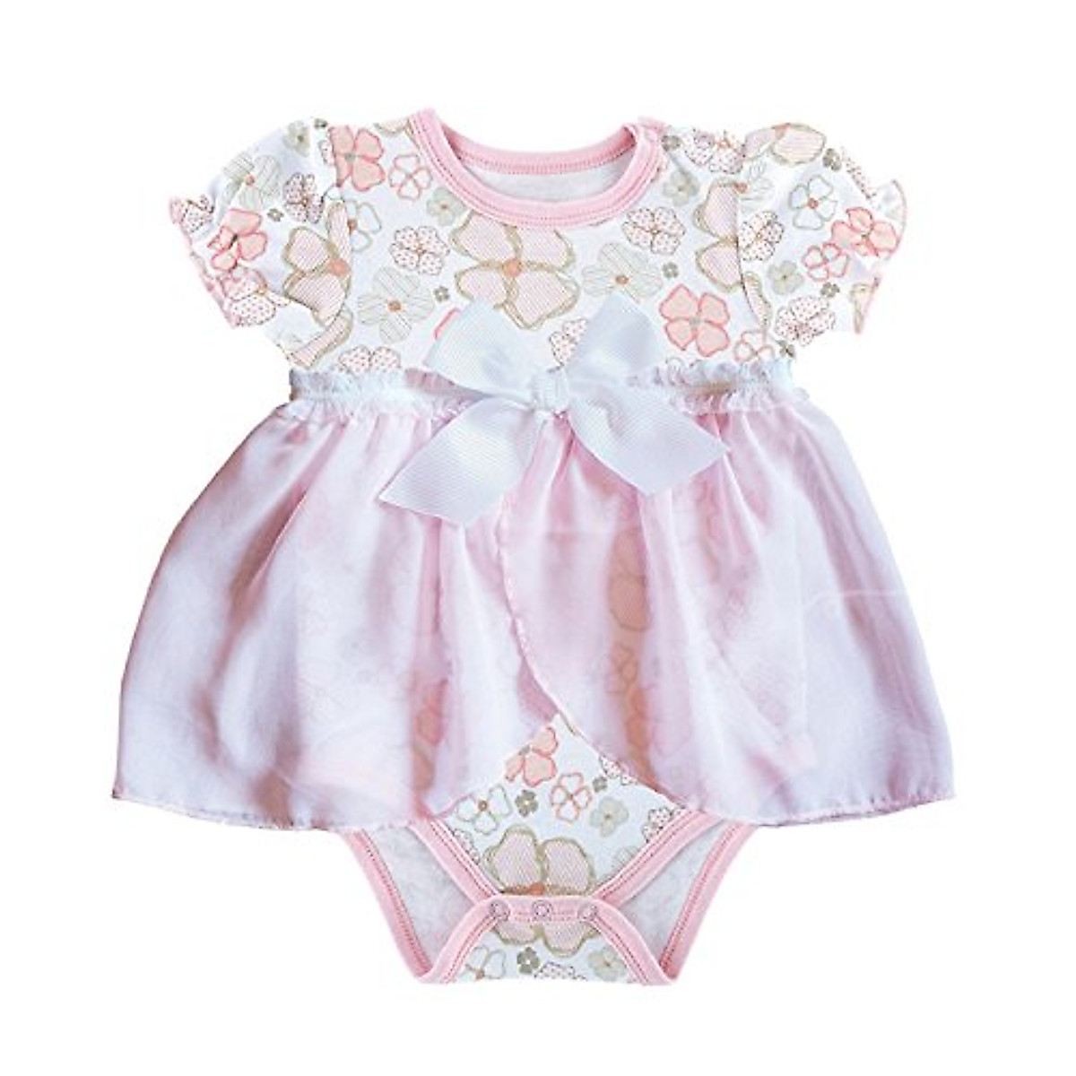 Stephan Baby Playful Posies Pink and Gray Floral Snap Dress Style Diaper Cover, 3-6 Months