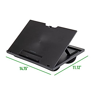 Mind Reader LTADJUST-BLK Adjustable Portable 8 Position Lap Top Desk with Built in Cushions, Black