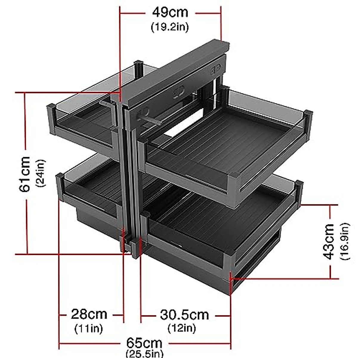 AHDFY 2 Tier Dish Rack, Full Open Kitchen Aid Dish Rack, Blind Corner Cabinet Pull Out Seasoning Dish Basket for Cabinet Pantry Kitchen Cupboard