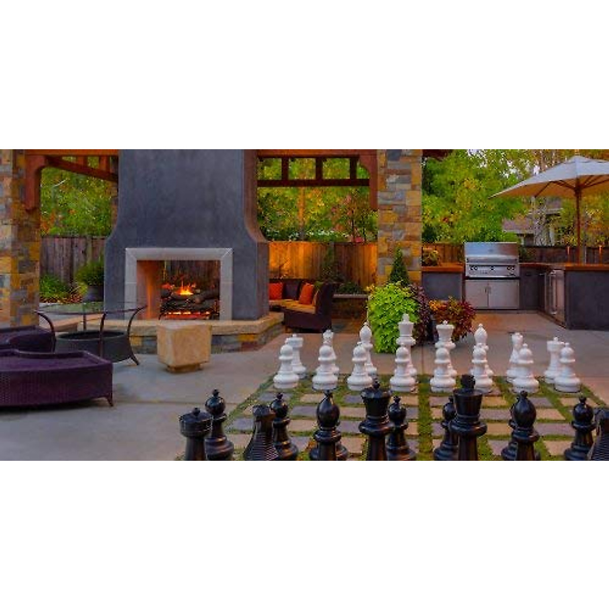 MegaChess Giant Oversized Premium Complete Set of Chess Pieces with 25 Inch Tall King - Black and White