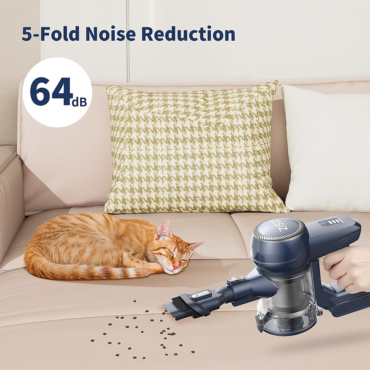 Cordless Vacuum Cleaner, ZISIZ Stick Vacuum with Powerful Suction, 40Mins Rechargeable Vacuum, Lightweight Vacuum Cleaners for Home Pets Short Carpet