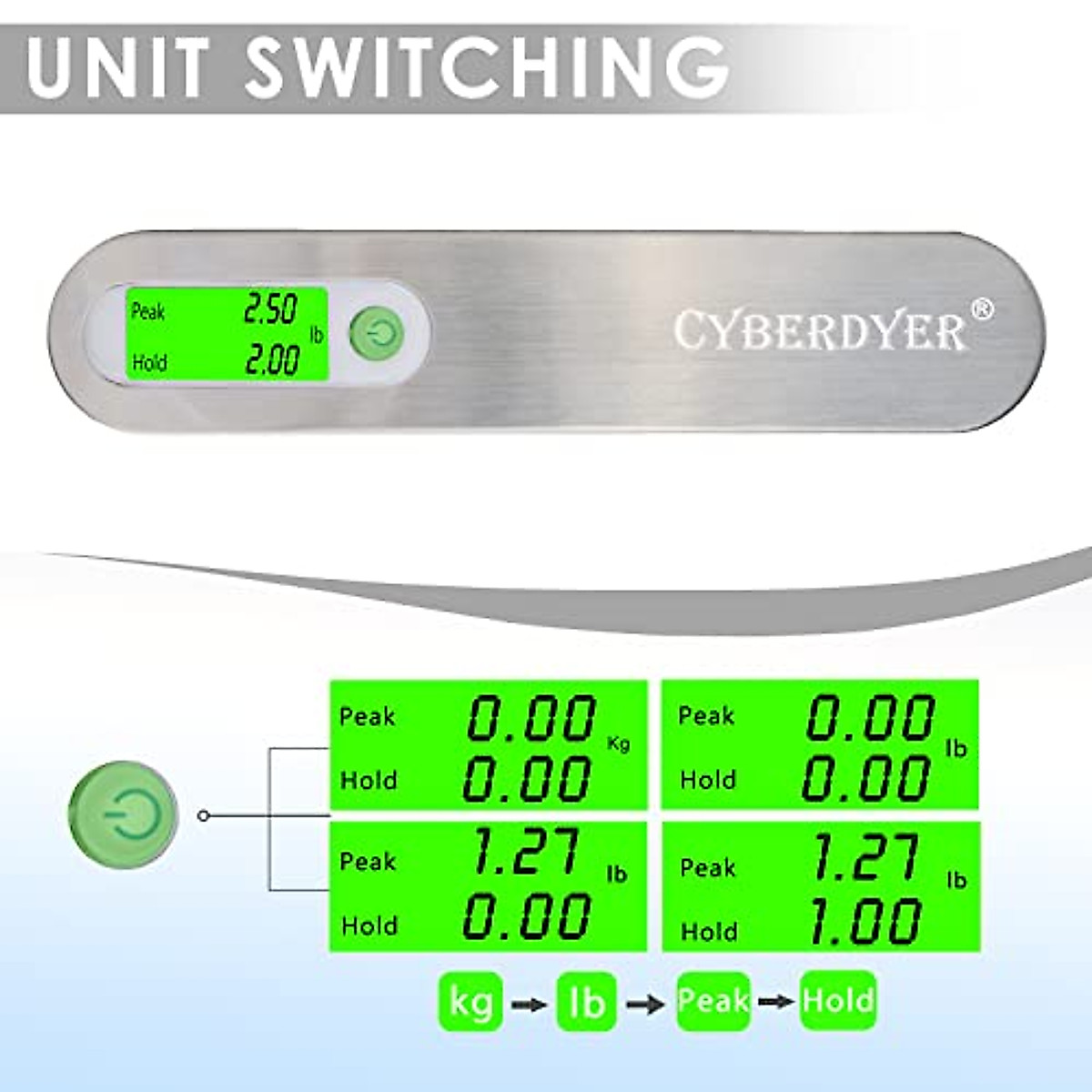 110 lbs Digital Bow Scale Recurve Archery Bow Scale Bow Poundage Scale Hunting Scale Luggage Scale with Peak and Hold Scale LCD Display