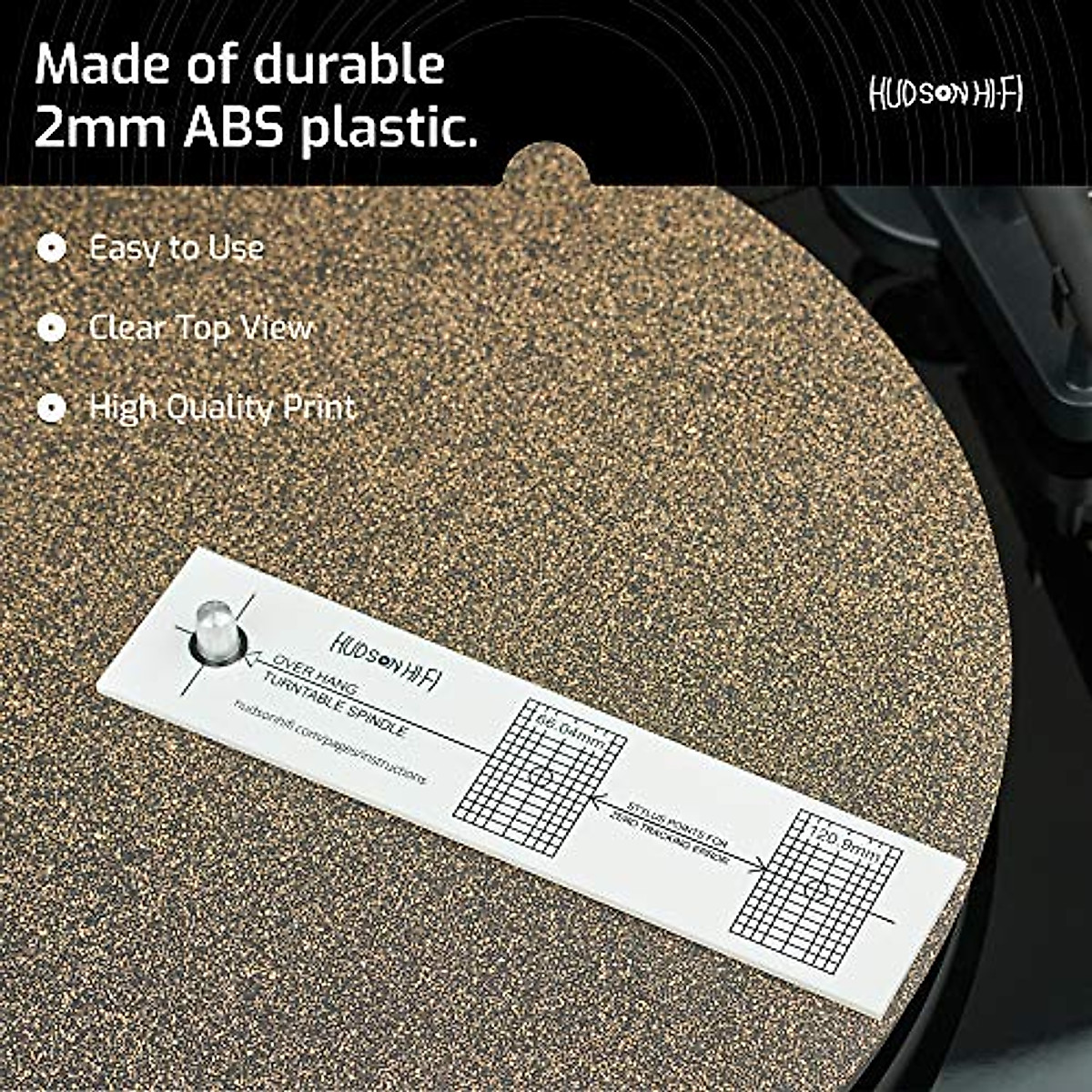 Turntable Phonograph LP Phono Cartridge Stylus Alignment Protractor Tool–High Contrast (VTA Sold Separately)