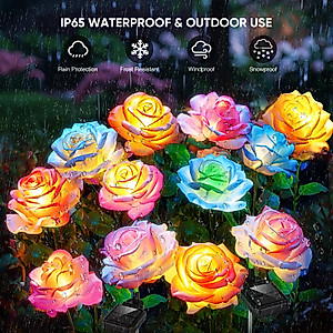 Solar Lights Outdoor Waterproof for Garden Decor, 4 Pack Solar Garden Lights for Outside, Outdoor Solar Lights for Yard with Solar Flowers Lights, Solar Powered Yard Decorations Outdoor