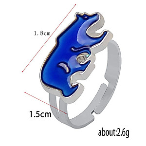 LHXVQZW 2 Pcs Bear and Paw Color Change Ring Adjustable Size Mood Ring for Kids Girls Boys