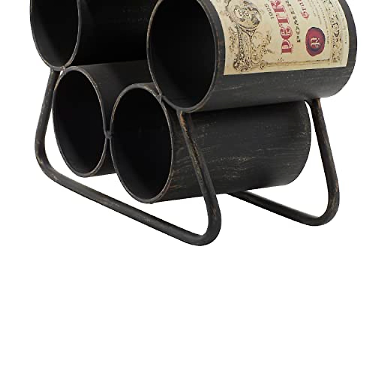 Deco 79 Metal 6 Bottle Wine Rack, 12" x 6" x 14", Black