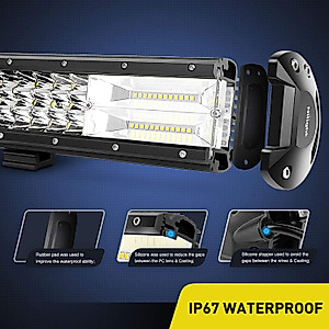 Nilight - 18003C-A 15Inch Triple Row Lights 216W 21600LM Flood Spot Combo Beam LED Light Bar Driving Boat Super Bright Led Off Road Trucks